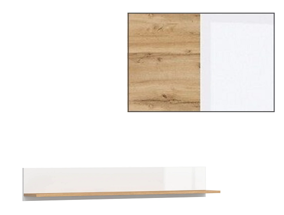 Polița Zele POL/135 -AW (stejar wotan/alb lucios) - Black Red White