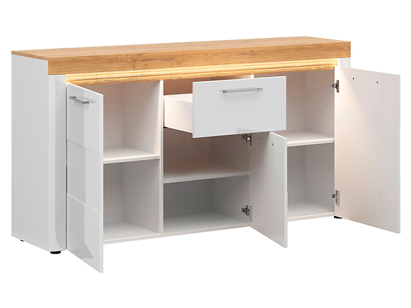 Comoda Horton KOM3D1S (alb/stejar grandson auriu/alb lucios) - Black Red White