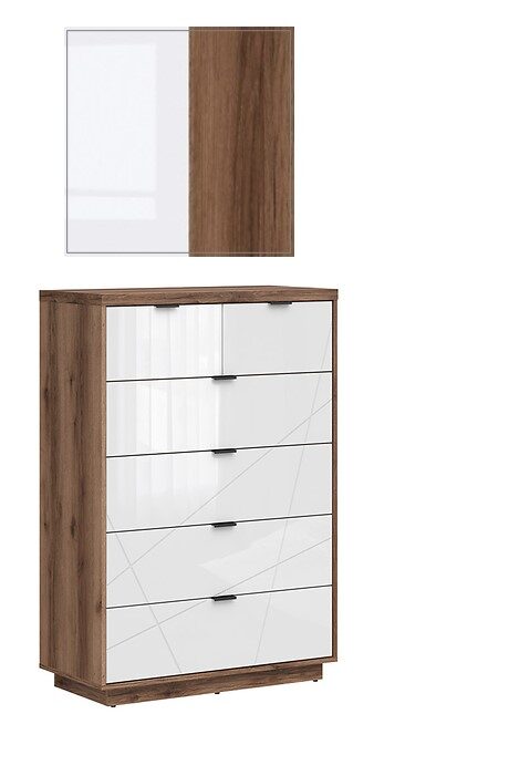 Comoda Forn KOM6S -DA (stejar delano închis/alb lucios) - Black Red White