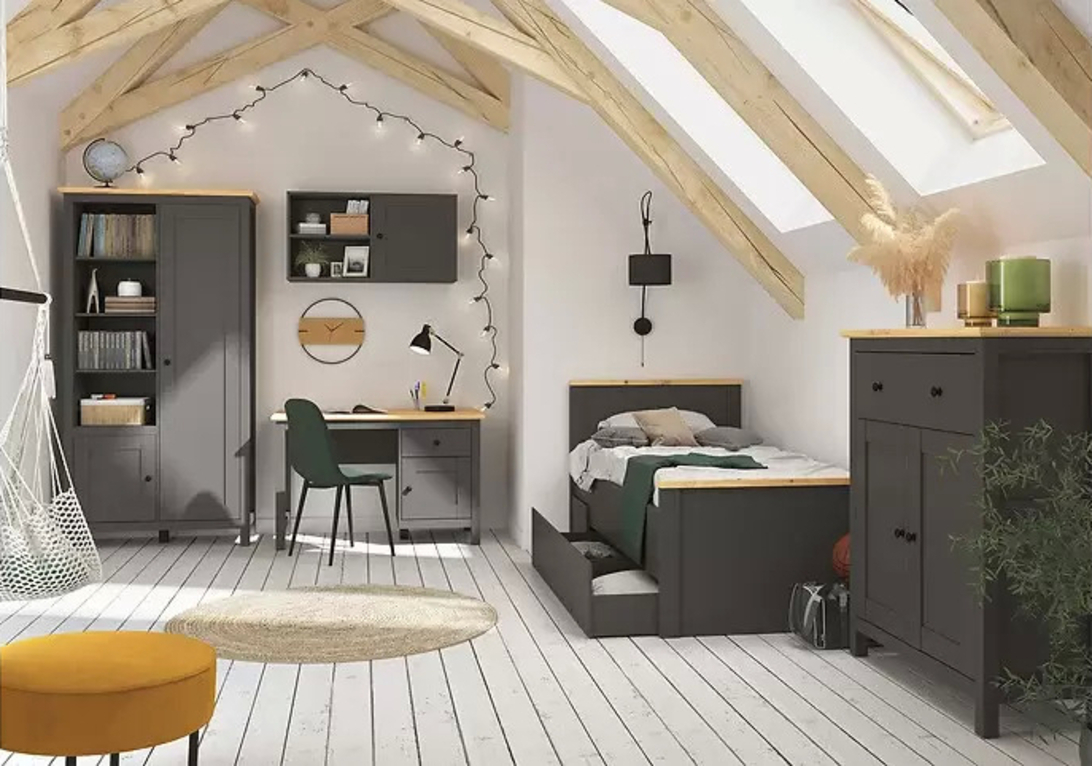 Birou Hesen BIU1D1S -A (zada sibiu deschis/pin larico) - Black Red White