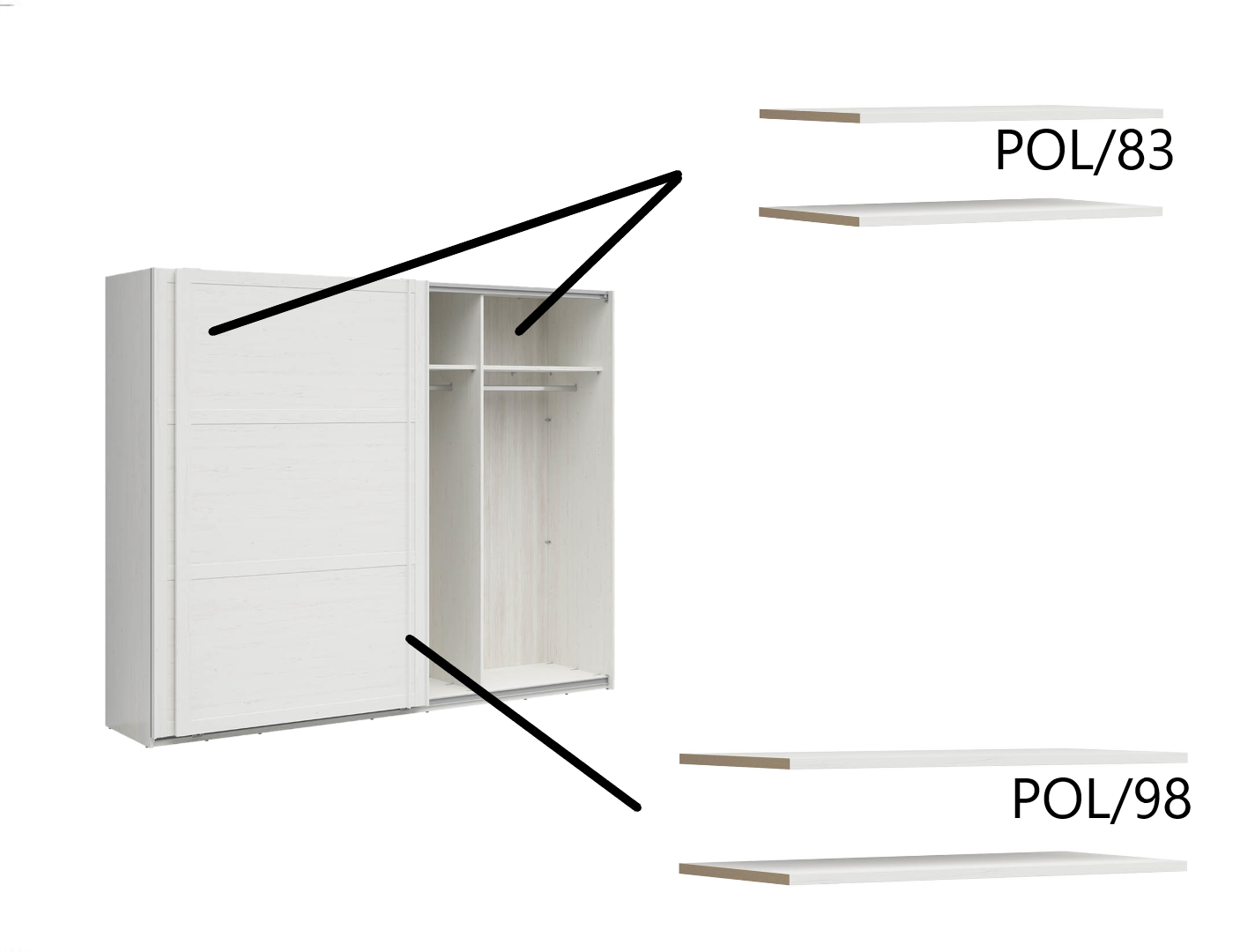 Raft dulap POL/98 (set 2 buc.) Loksa (pin Andersen alb) - Black Red White