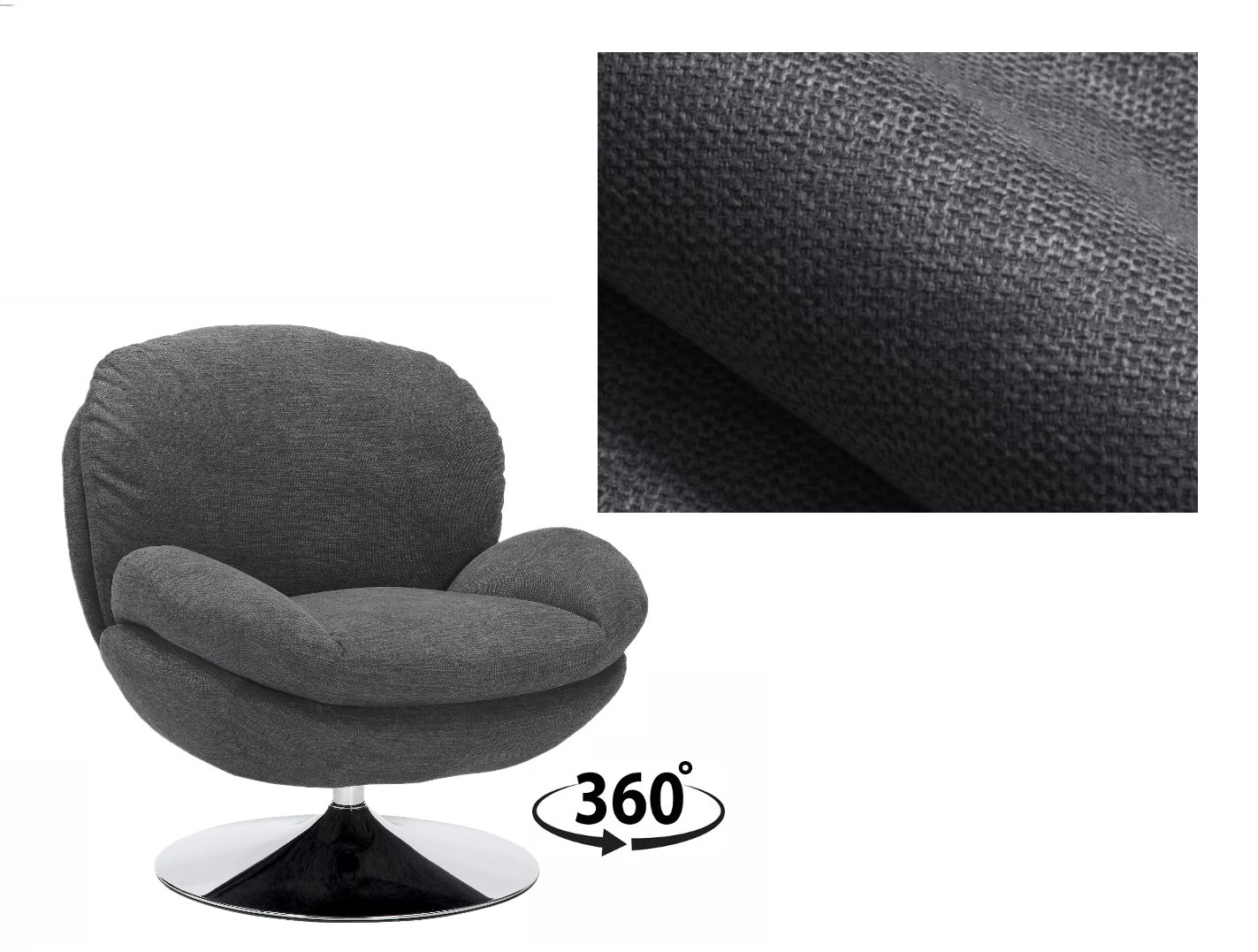 Fotoliu Brigitte -Brego 18 (graphite grey/ metal cromat) - Black Red White